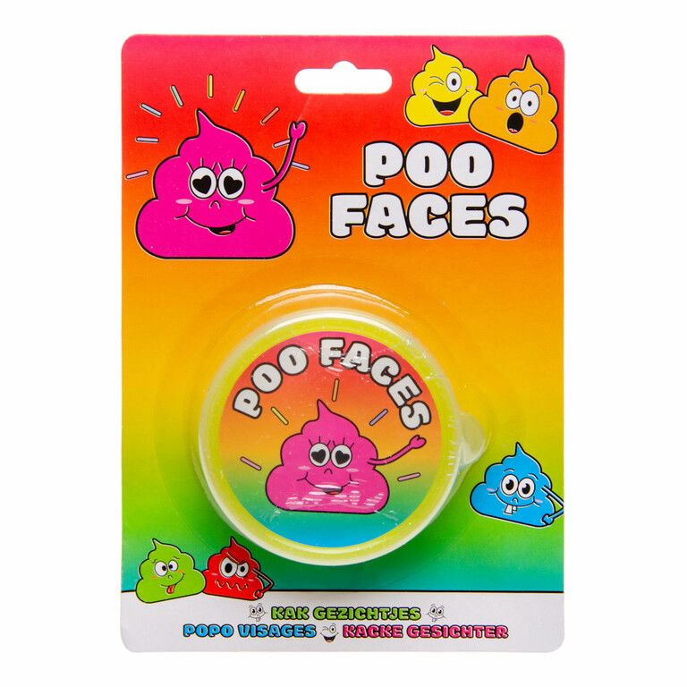 SMILEY POO FACES SLIJM PUTTY OP KAART (12 St.)