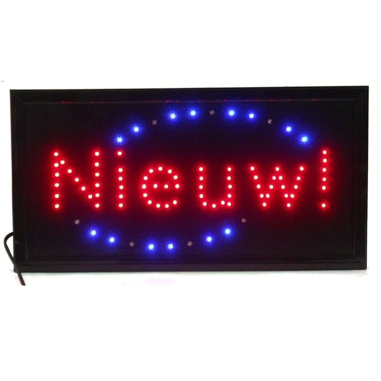 LED Reclamebord 'Nieuw' Kopen - Rood/Blauw Knipperlicht ...