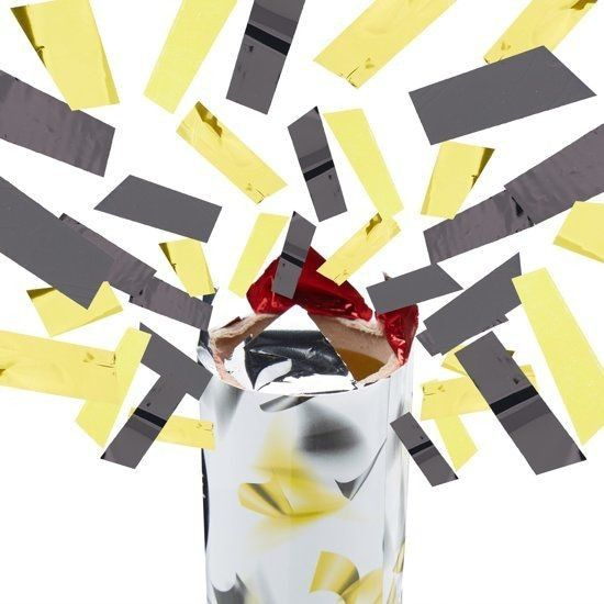 Groothandel Confettikanonnen Zwart-Geel 40cm (10 st.) | Bulk Party ...